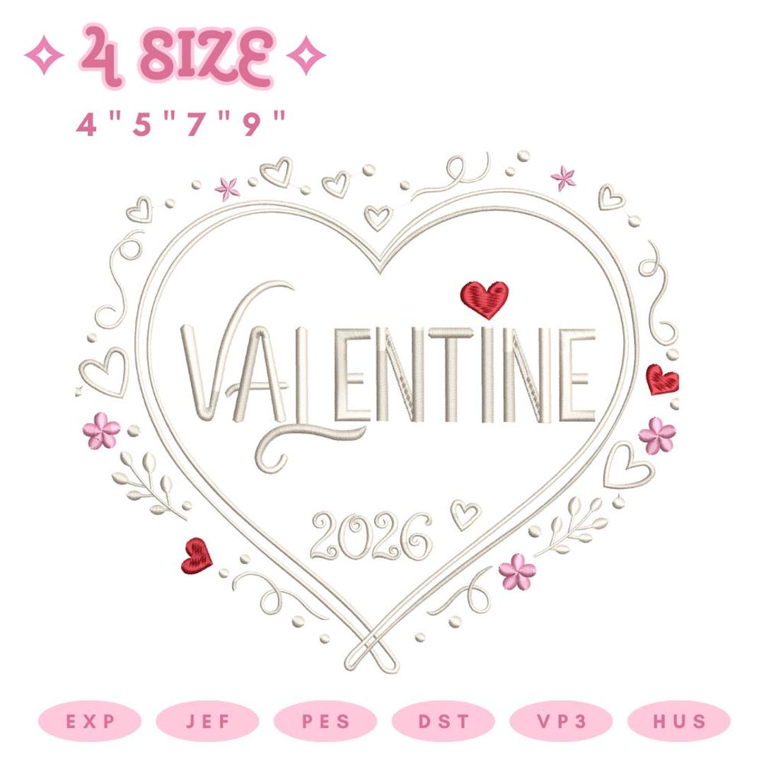 Valentine 2026 Embroidery Design, Heart Frame Love Pattern for Shirts ...