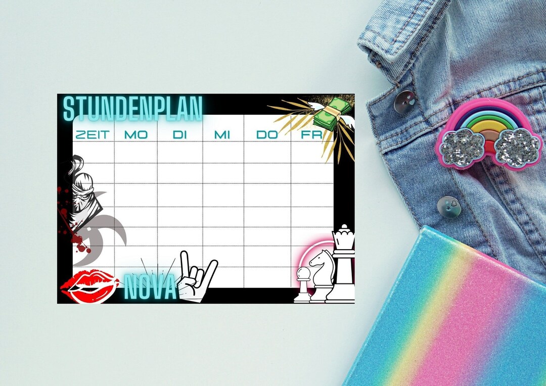 Timetable Neon With Name, Personalized, Back-to-school Gift, Enrolment ...