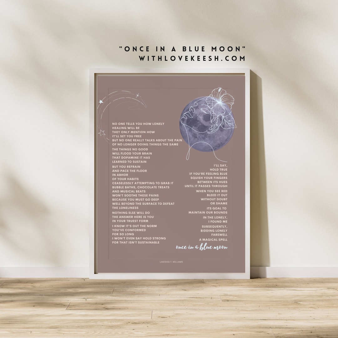Once in a Blue Moon Printable Poetry Wall Art Wall Decor - Etsy