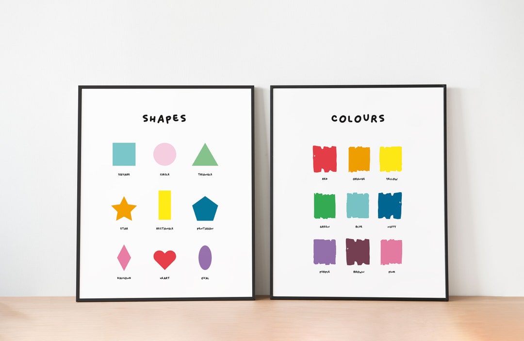 Shapes Poster, Colors Poster, Set of 2 Posters, PRINTABLE Wall Art ...