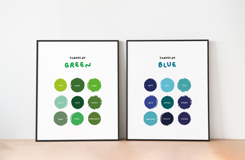 Shades of Colours Poster Set of 6 Posters PRINTABLE Wall - Etsy