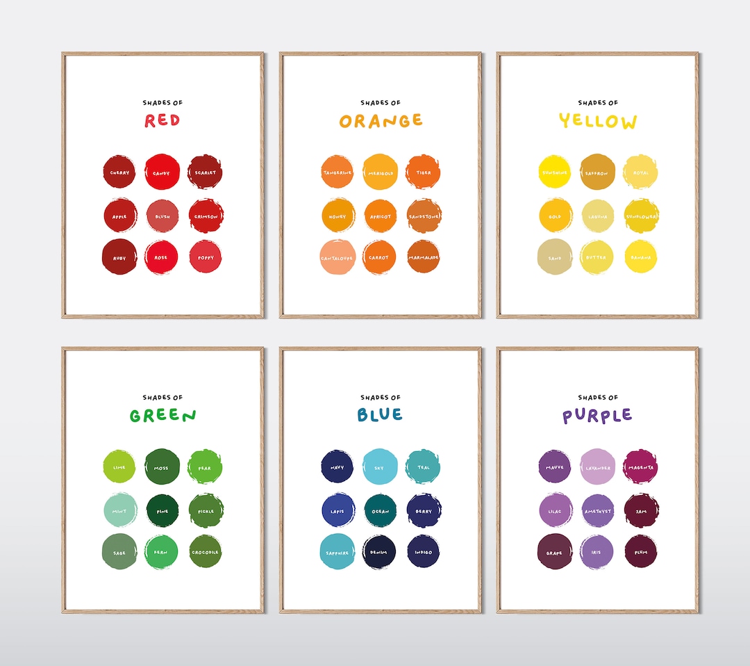 Shades of Colours Poster, Set of 6 Posters, PRINTABLE Wall Art ...
