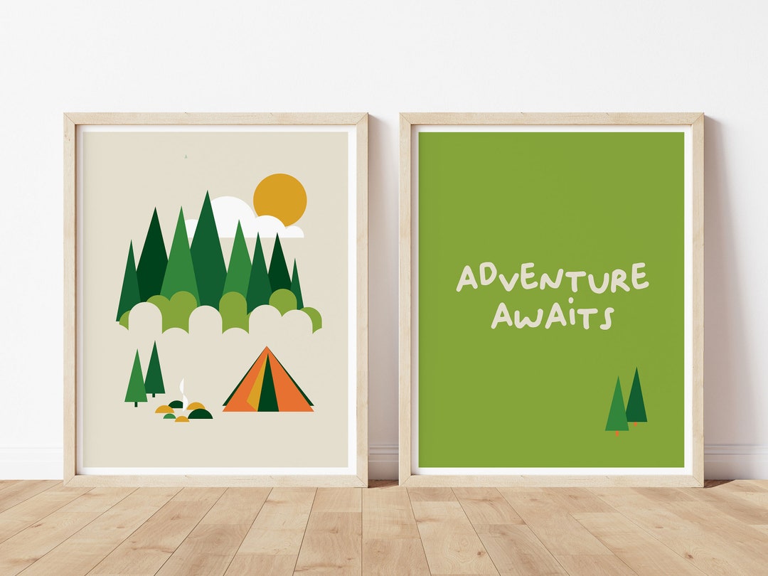 Adventure Awaits Poster Set of 2 Posters PRINTABLE Art for Kids Bedroom ...