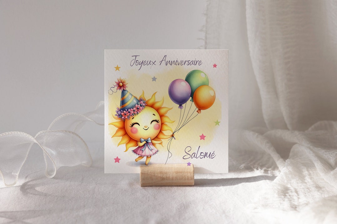 Happy Birthday Card, Customizable First Name Card, Sun Birthday Card - Etsy