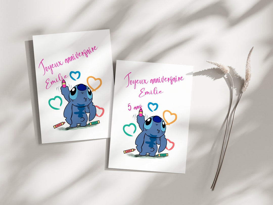 Carte anniversaire stitch, carte thème stitch - Etsy France