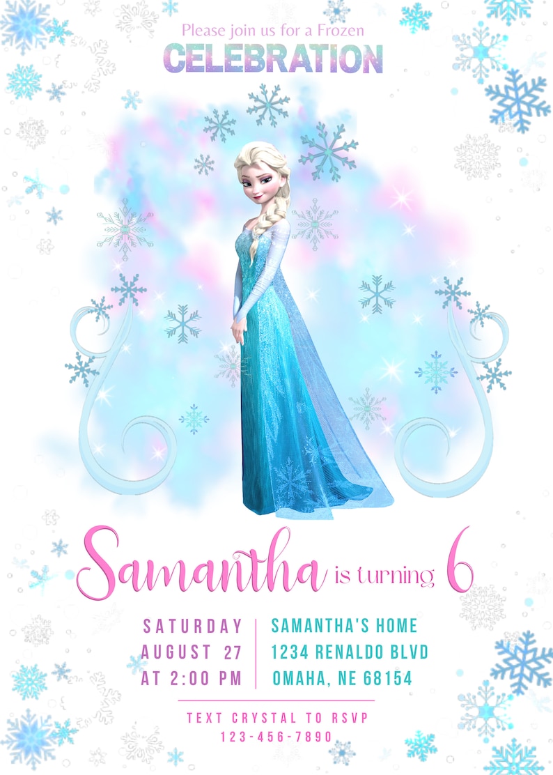 Frozen Elsa Party Birthday Invitation Elsa Frozen Invite - Etsy
