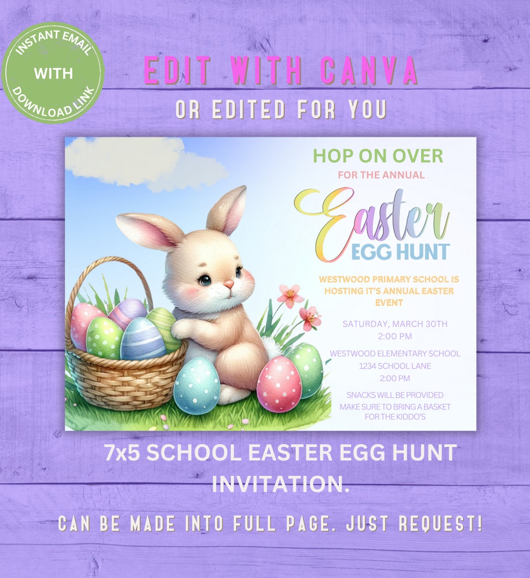 Editable School Easter Egg Hunt Invitation, Church Easter Egg Hunt ...
