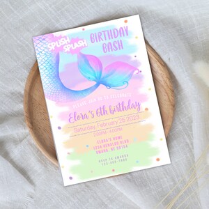 Editable Rainbow Mermaid Birthday Invitation, Mermaid Invite, Under the ...