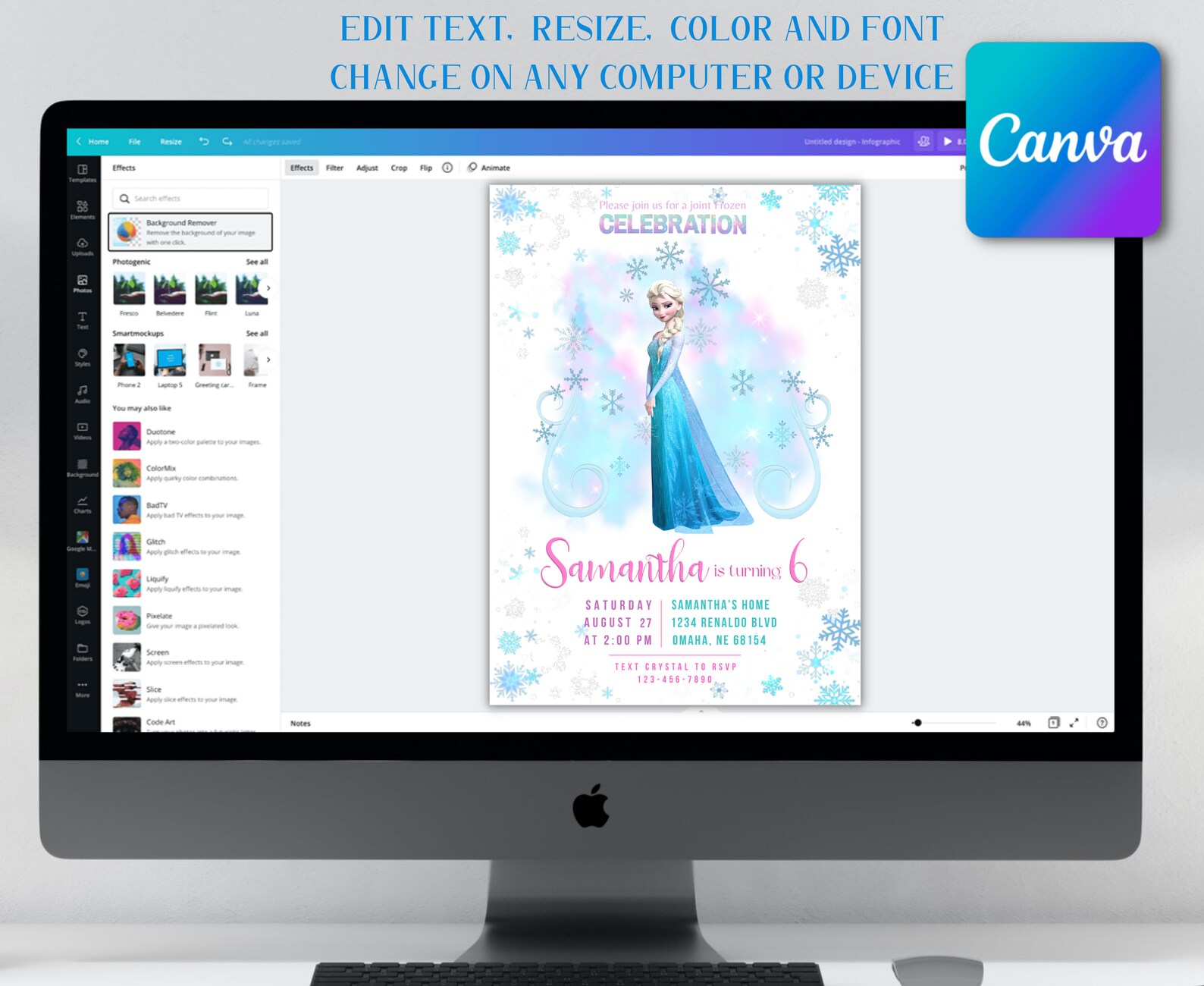 Frozen Elsa Party Birthday Invitation Elsa Frozen Invite - Etsy
