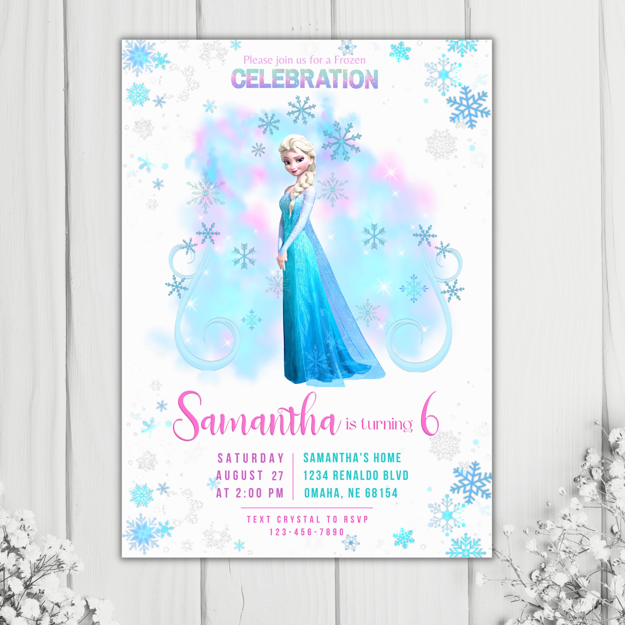 Frozen Elsa Party Birthday Invitation Elsa Frozen Invite - Etsy