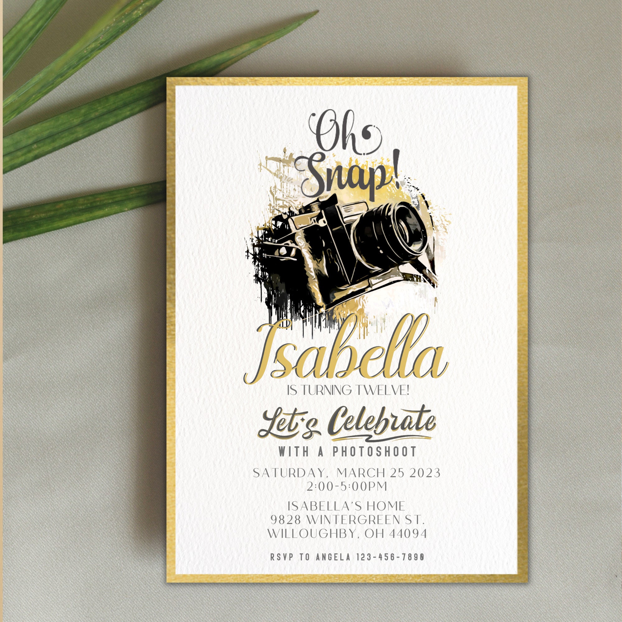 Editable Oh Snap Photoshoot Birthday Invitation, Photography Invite ...