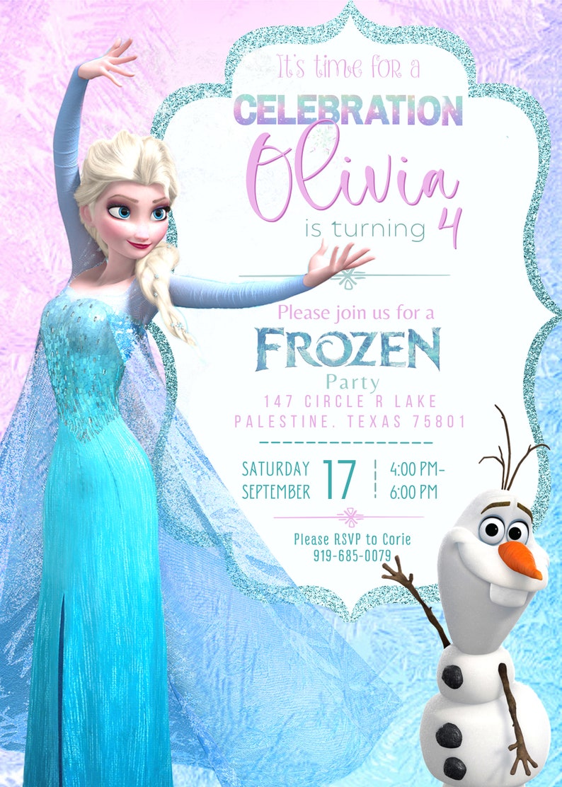 Frozen Elsa Party Birthday Invitation Elsa Frozen Invite Etsy