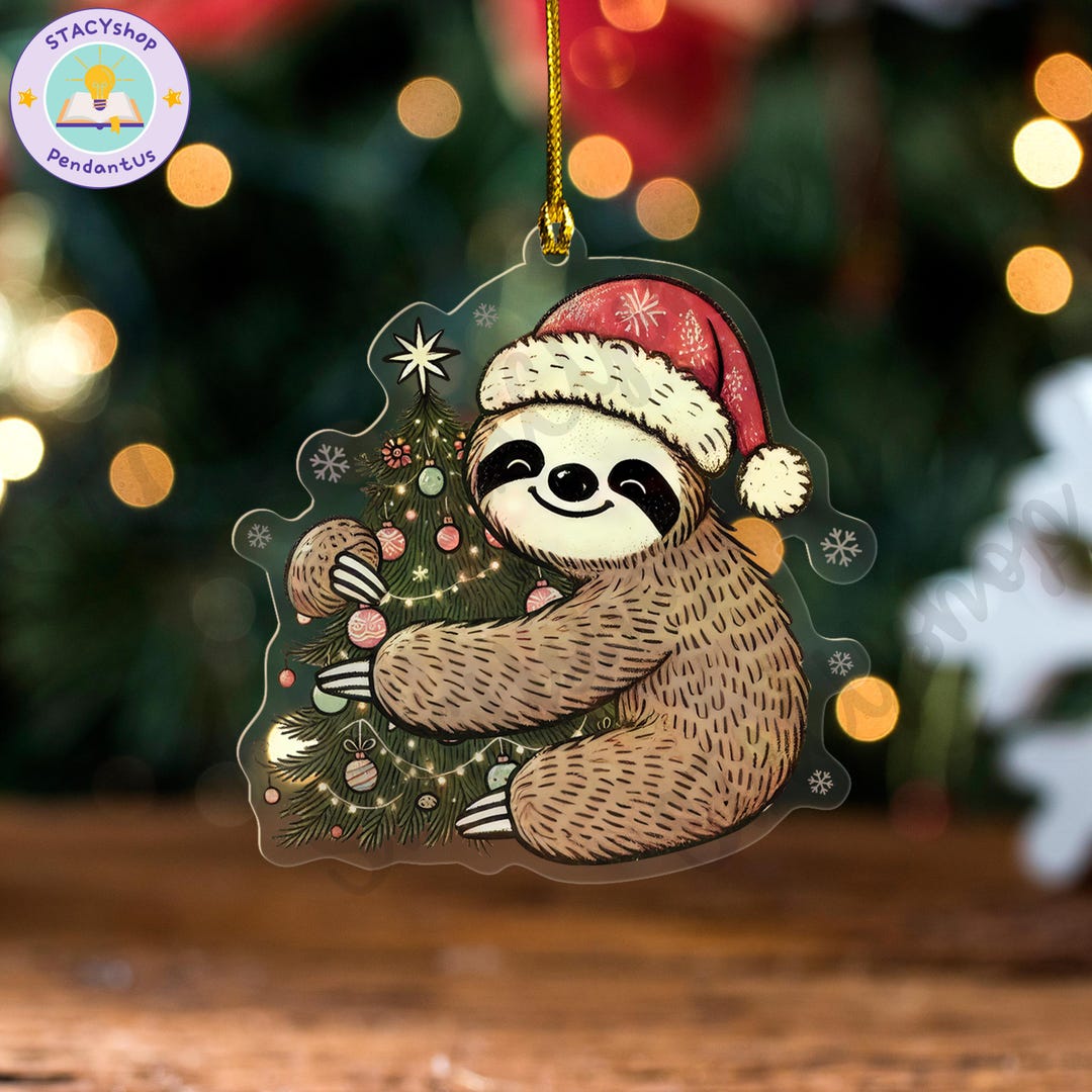 Sloth Hugging Tree Merry Christmas Ornament, Sloth Gifts, Sloth ...