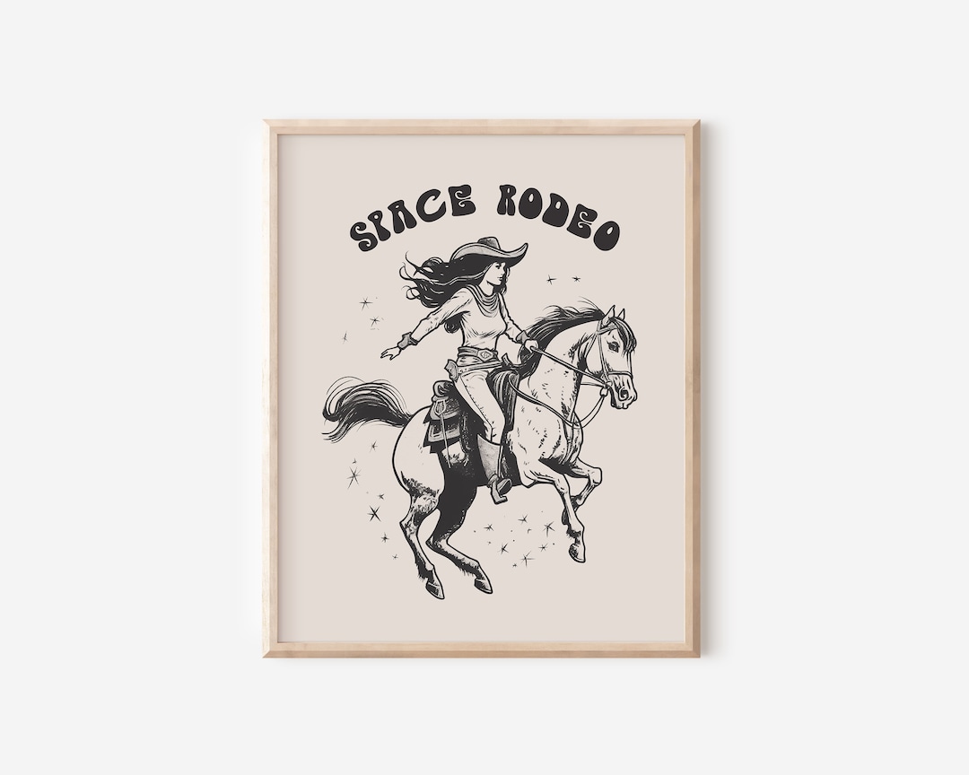 Space Rodeo, Space Cowgirl Poster, Fine Art Print, Western Art Print ...