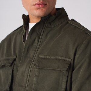 Military Jacket Denim Green | Military Style Jacket | Men Denim Jacket ...