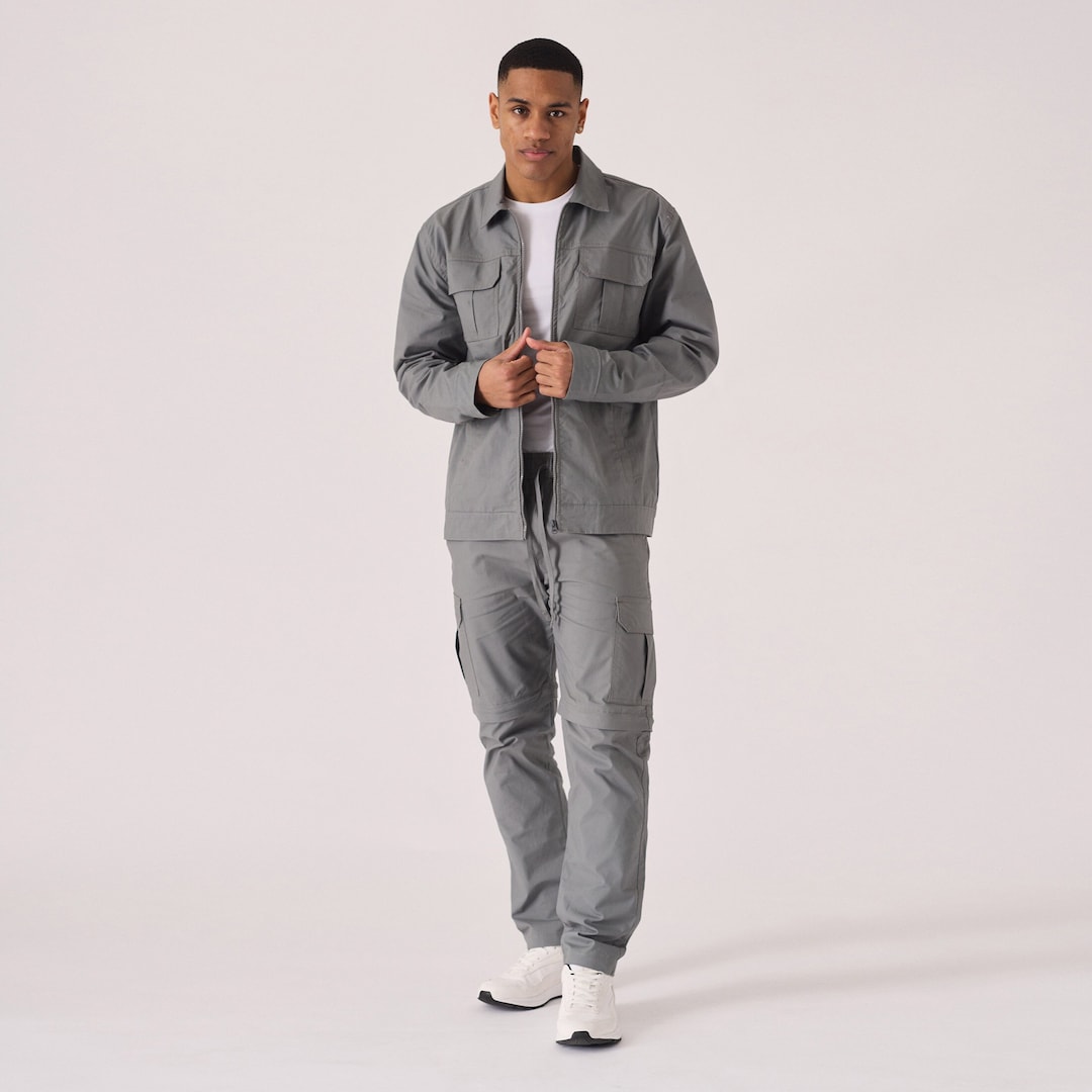 Mens Grey Ripstop Cargo Bomber Jacket: Waterproof Harrington Style - Etsy