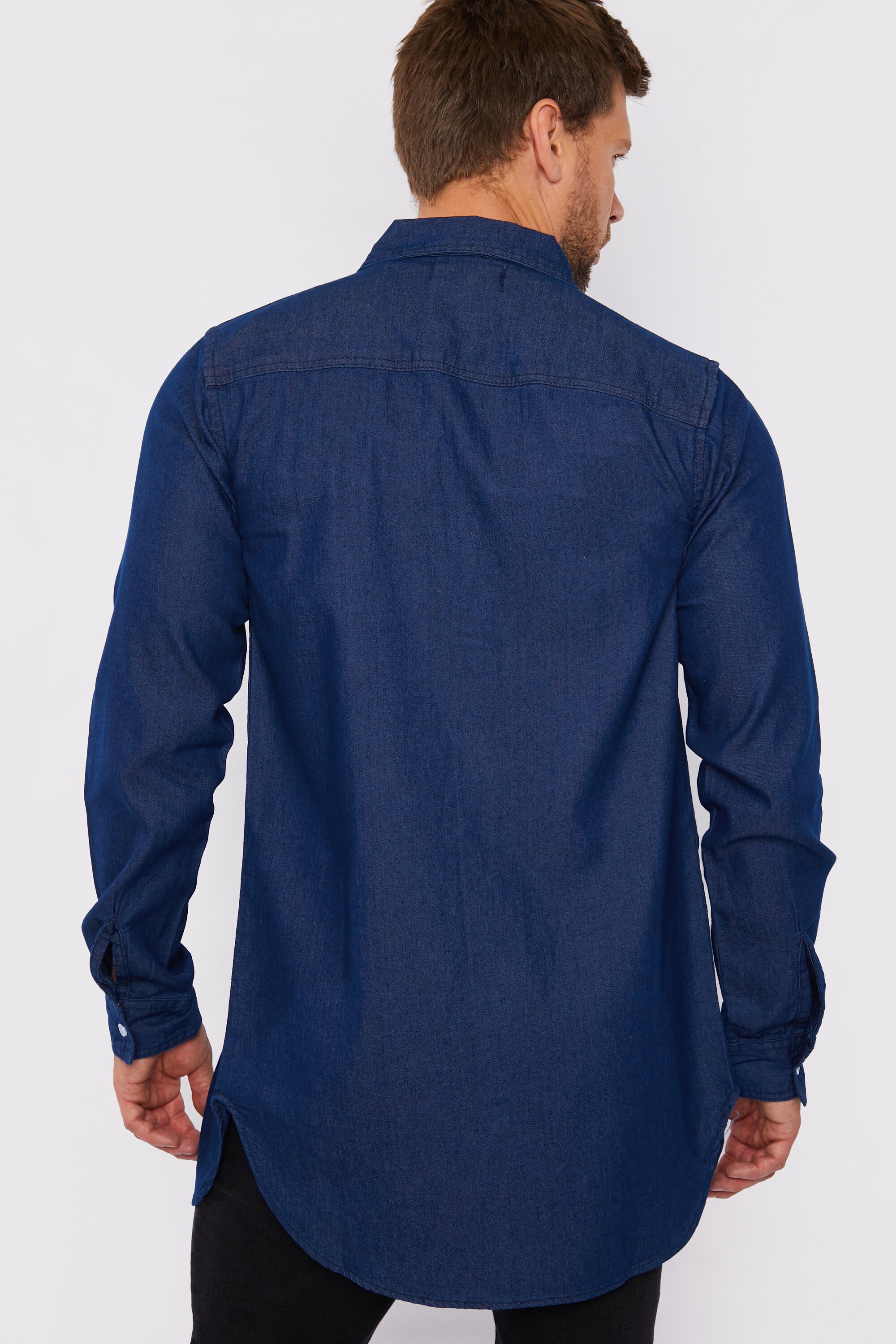 Slim Fit Longline Denim Shirt - Dark Blue Cotton Summer Shirt - Etsy