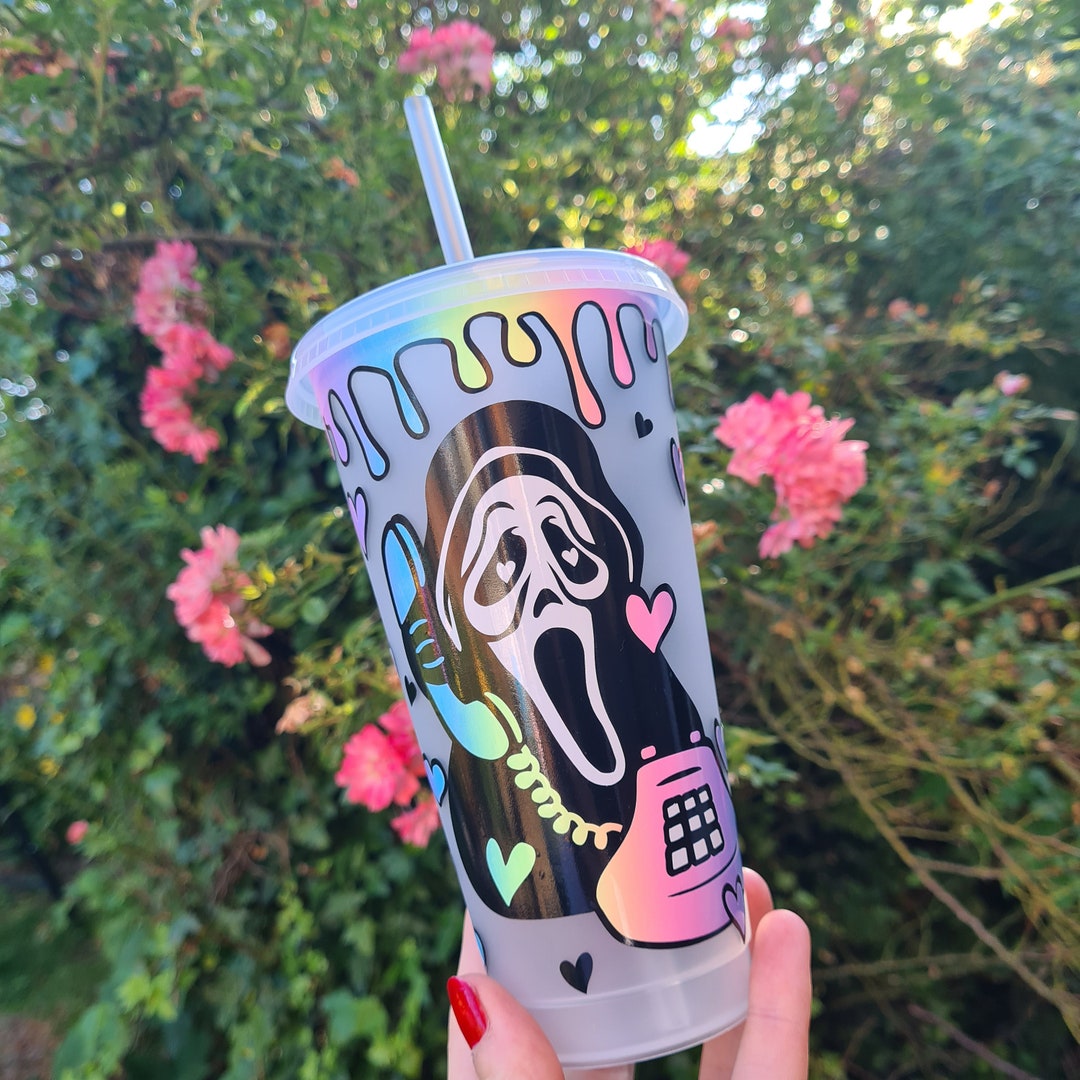 Ghostface, Scream Reusable Cold Cup 24oz, Horror, Rainbow, Stocking ...