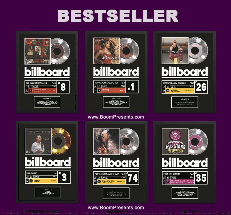 Personalized Billboard Plaque, Custom Plaque With Three Charts, Vinyl ... Personalized Billboard Plaque, Custom Plaque With Three Charts, Vinyl ...