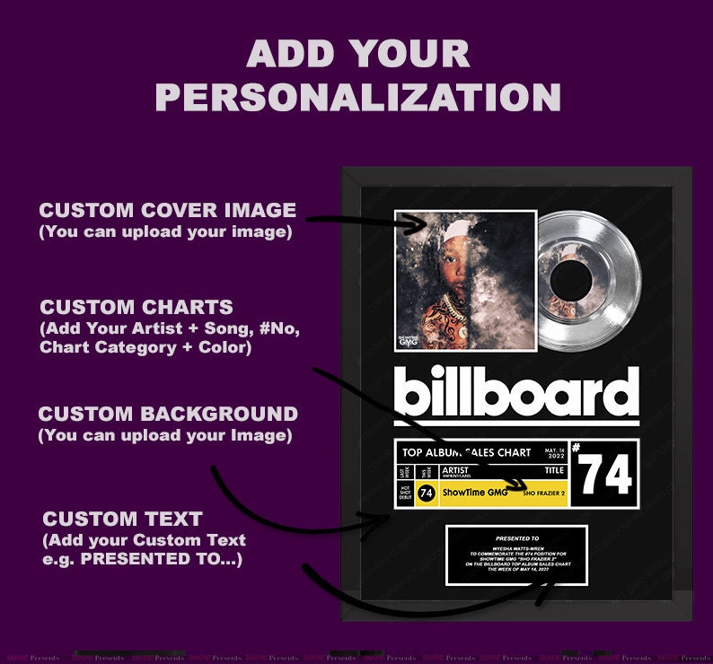 Personalized Billboard Plaque, Custom Plaque With Three Charts, Vinyl ... Personalized Billboard Plaque, Custom Plaque With Three Charts, Vinyl ...