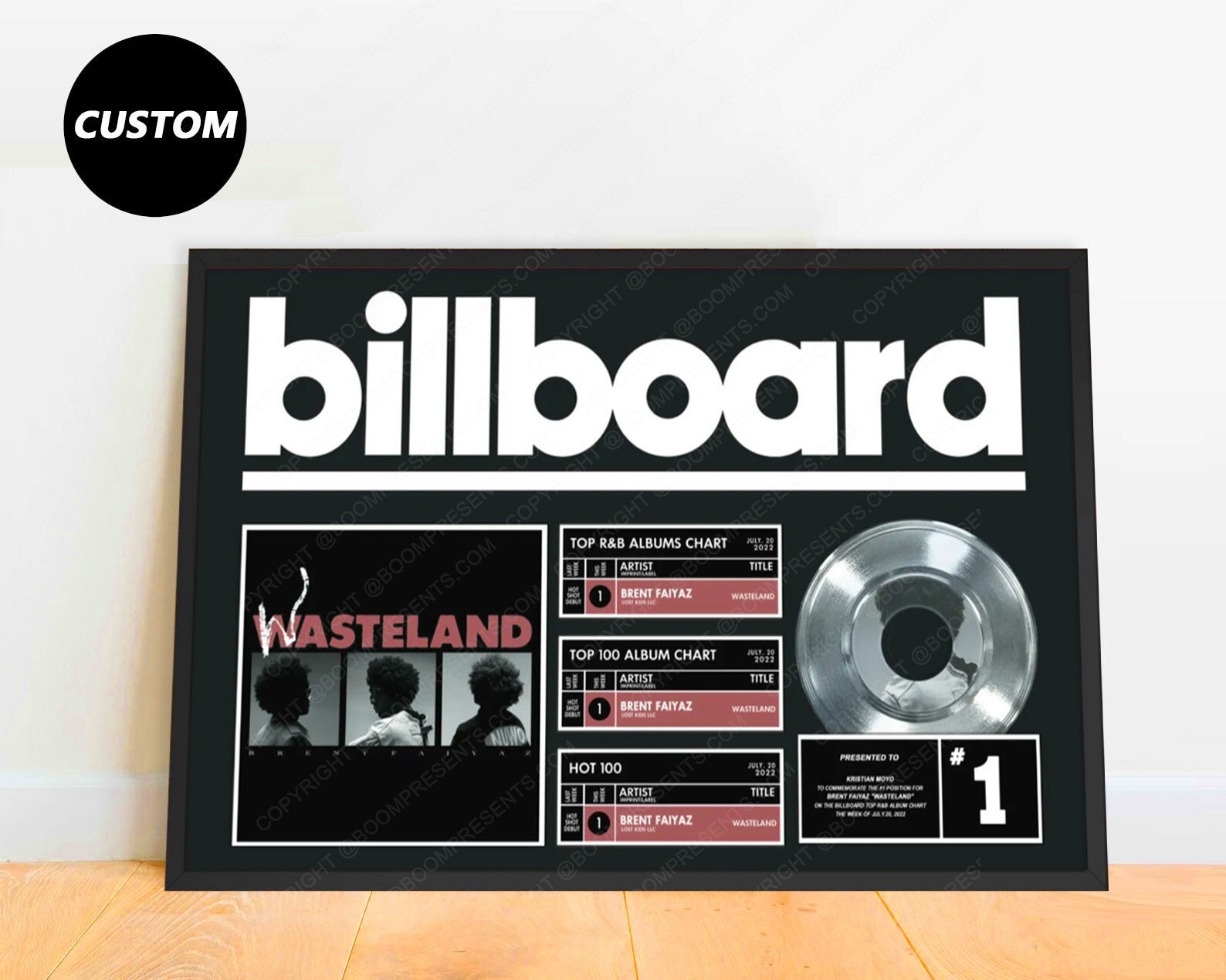 Personalized Billboard Plaque Custom Plaque With Three Charts Vinyl