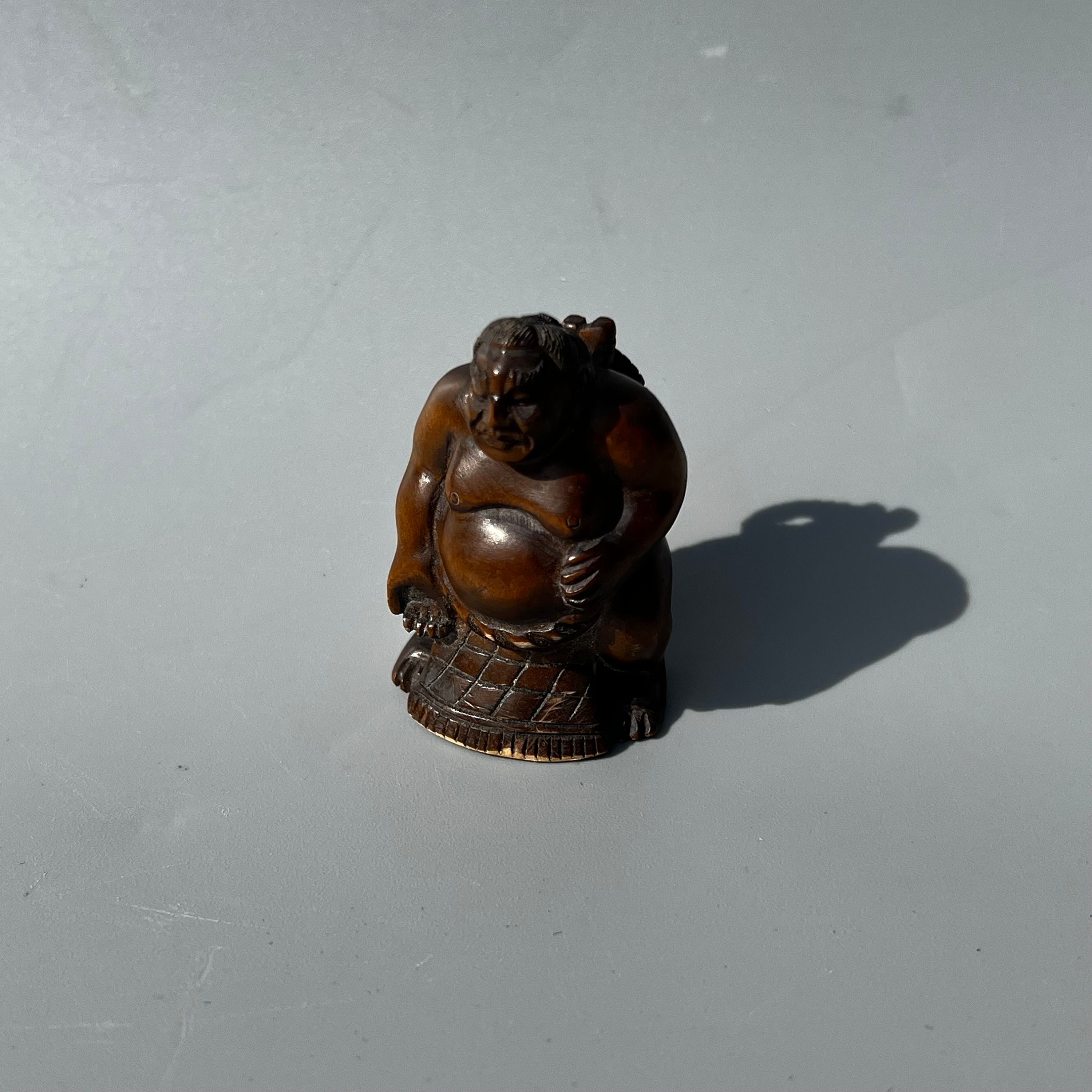 Vintage Carved Wood Sumo Netsuke - Etsy