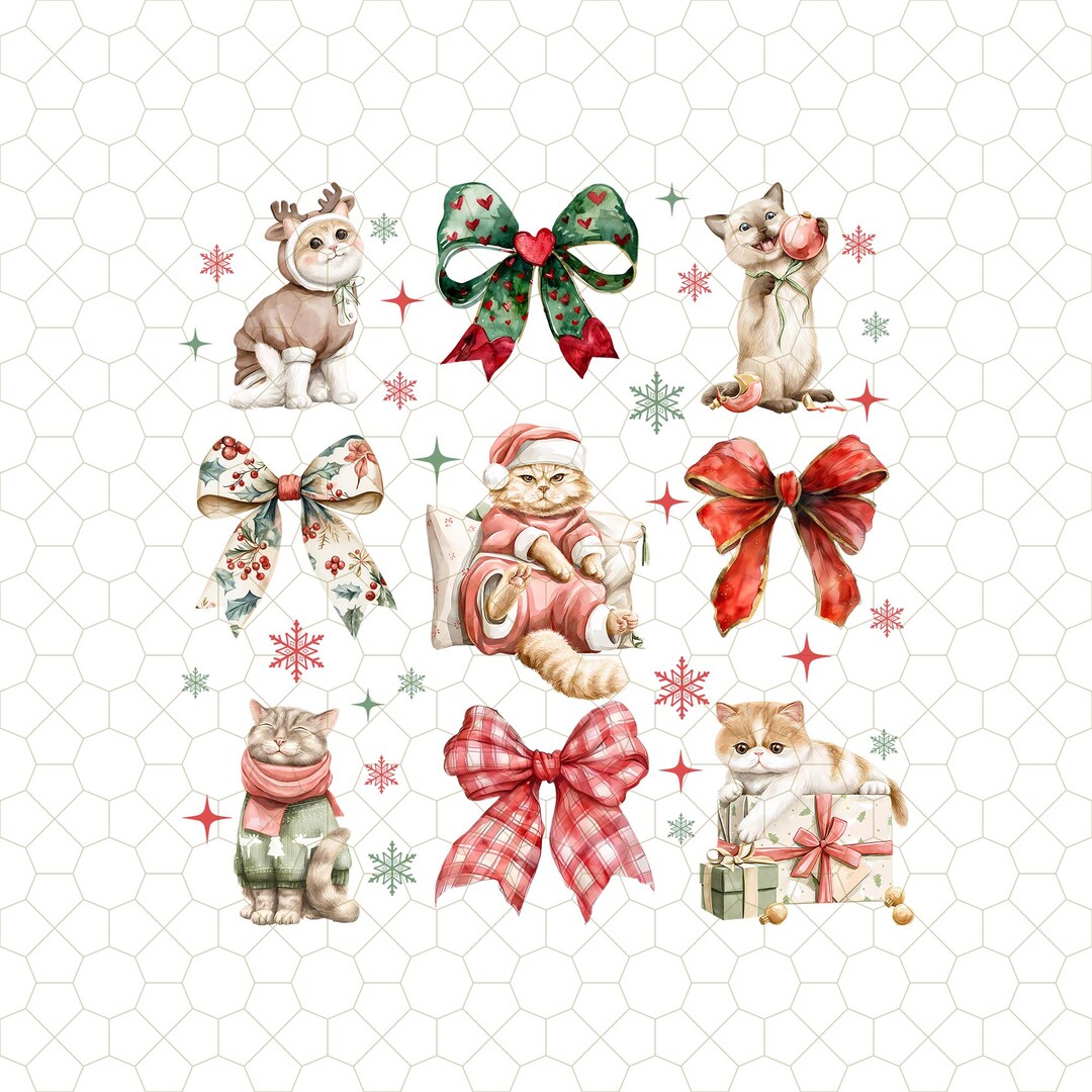 Christmas Coquette Cat Png, Cat Christmas Png, Cat Lover Png, Cat Png ...