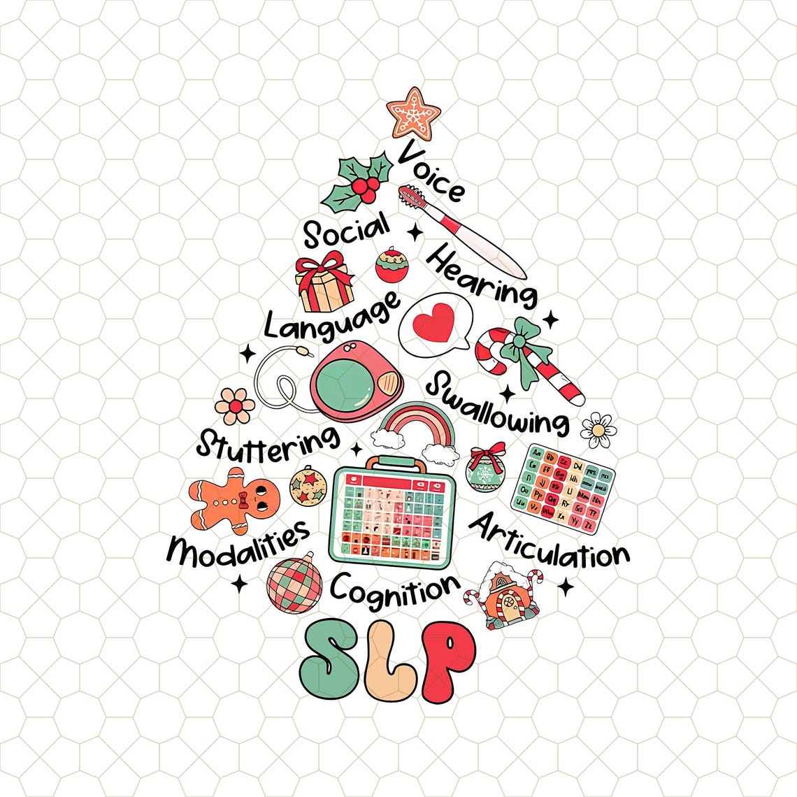 SLP Christmas Tree Png, Speech Language Pathologist Png, SLP Xmas Png ...