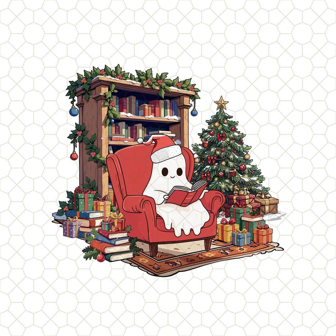 Spooky Reading Books Christmas Png, Book Lovers Christmas Png, Bookworm ...