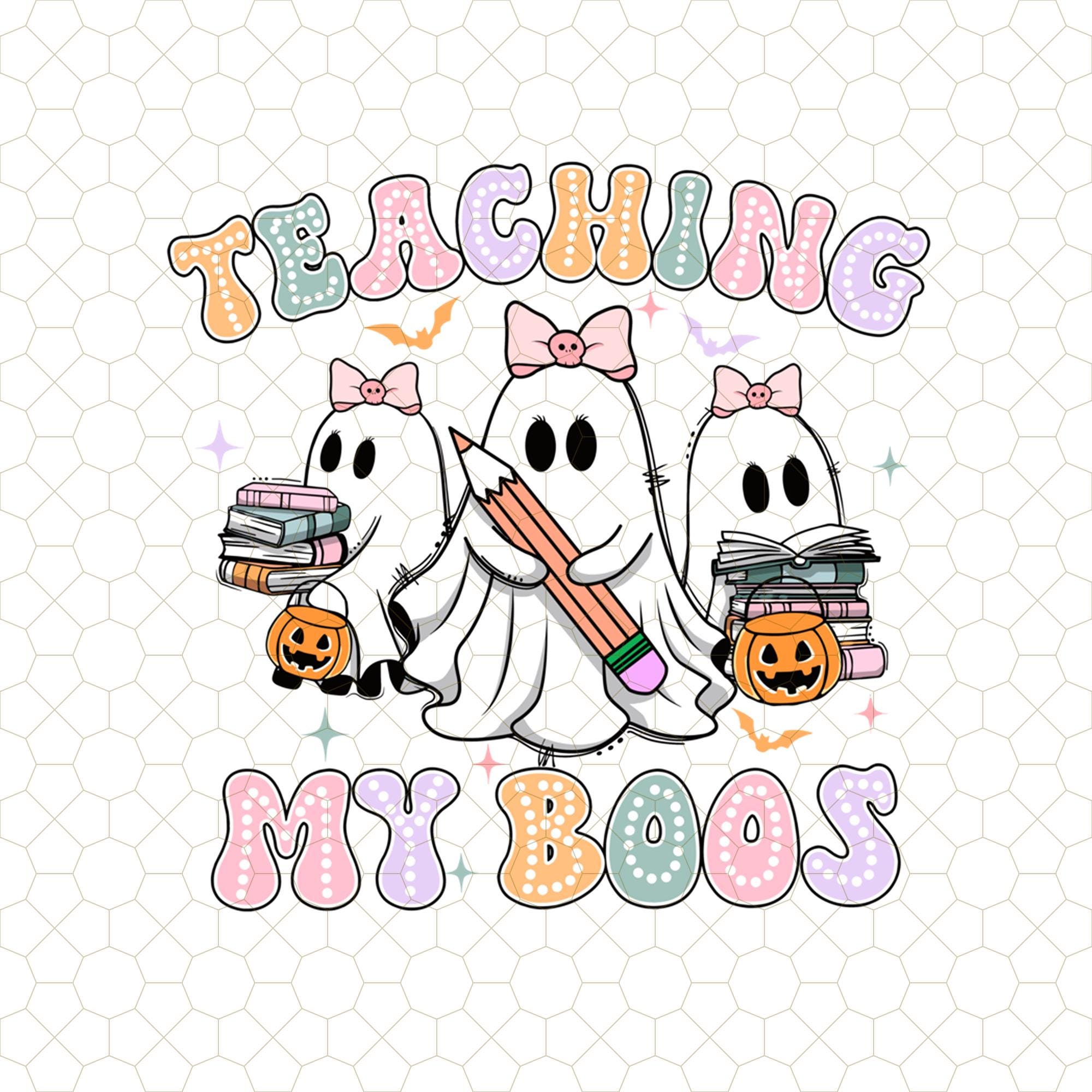 Retro Teaching My Boos Teacher Halloween Png, Ghost Teacher Book Png ...