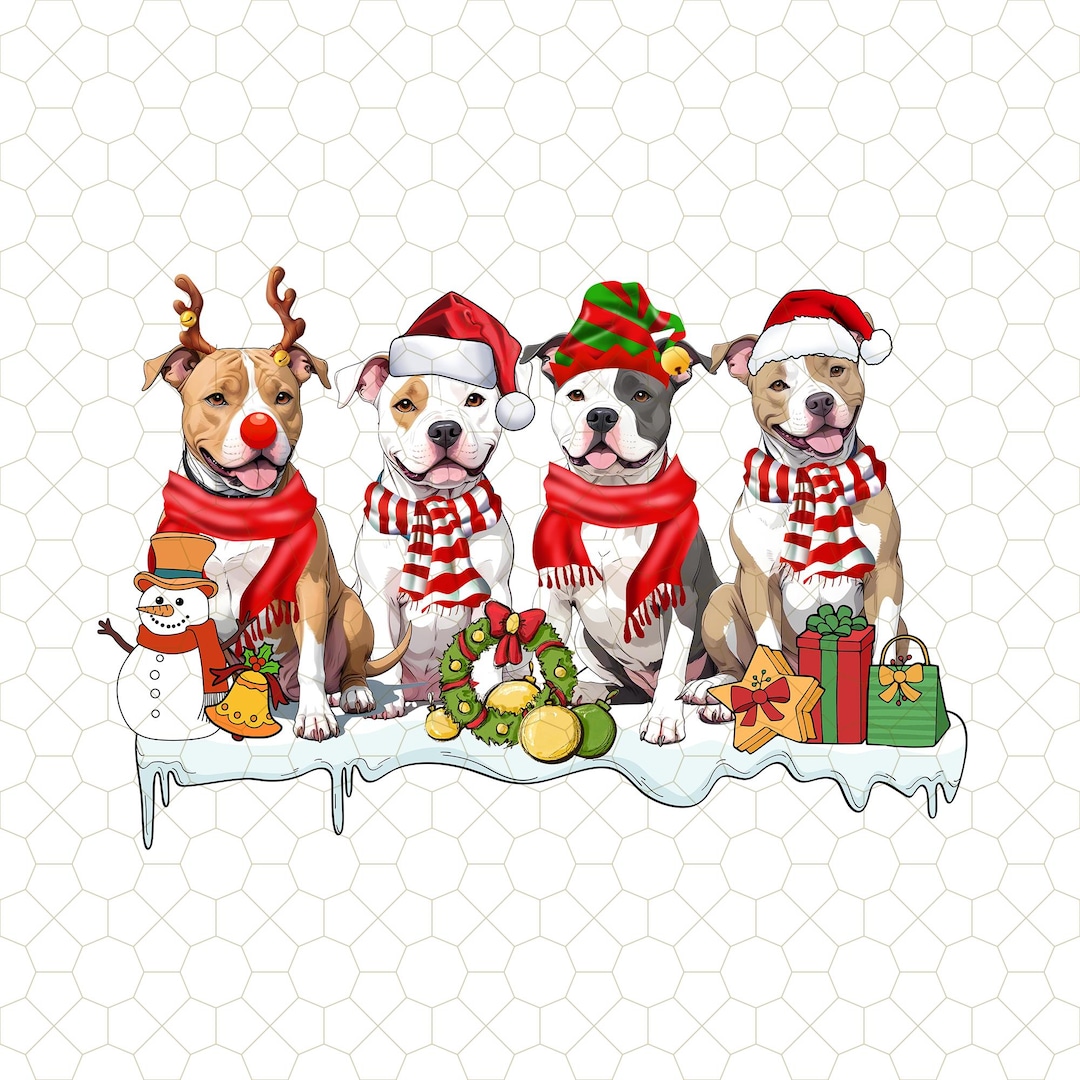 Pit Bull Terrior Christmas Png, Pit Bull Terrior With Santa Hat Png ...