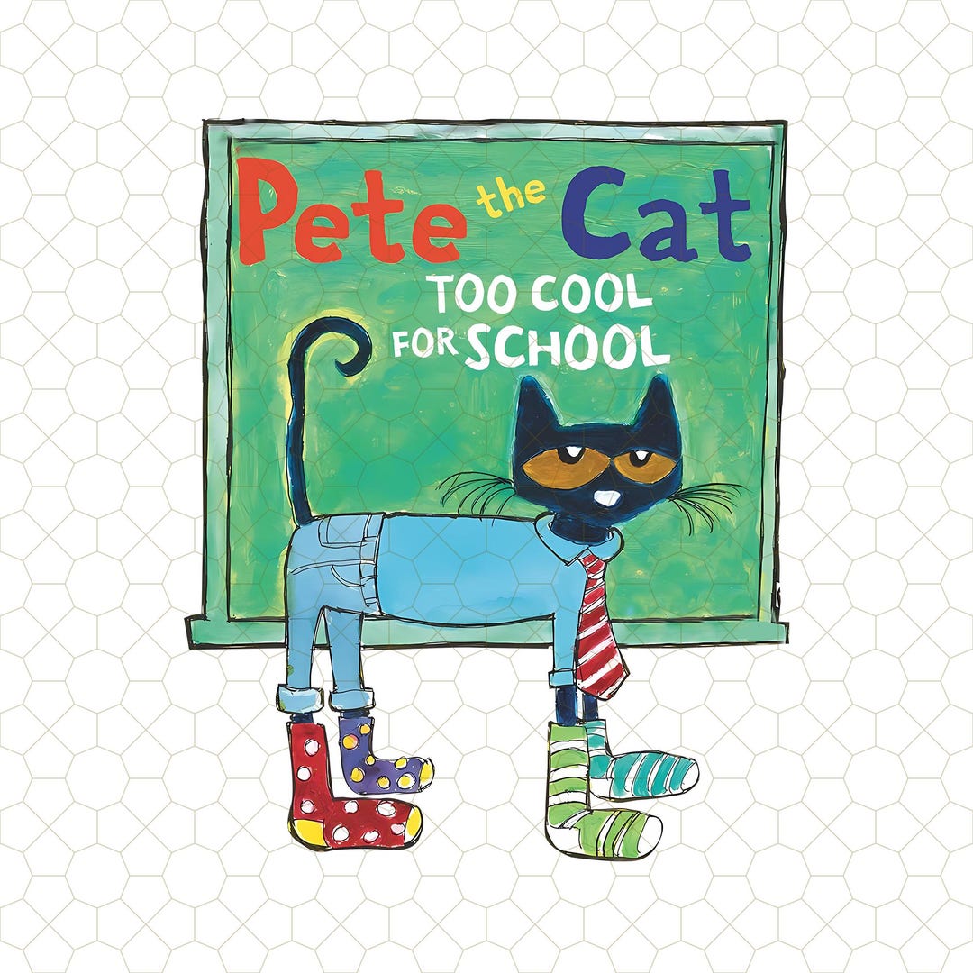 Pete the Cat Too Cool for School Png, 100 Days of School Png, Celebrate ...