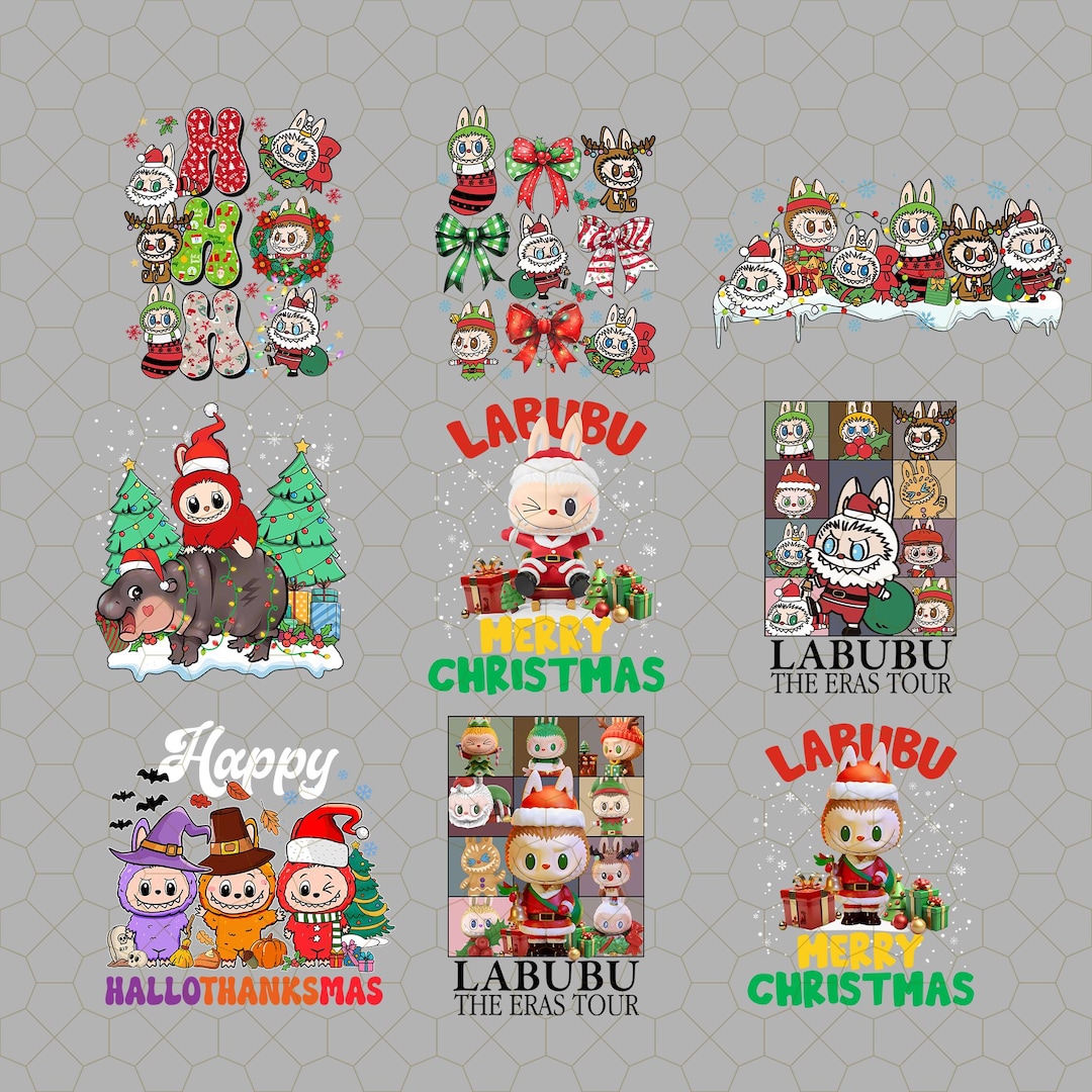 Labubu Merry Christmas Bundle Png, Labubu Christmas Gift Png, Labubu ...