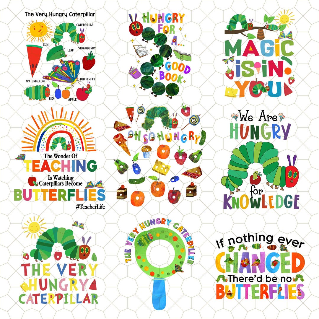 10 Very Hungry Caterpillar Bundle Png, Back to School Png, the Wonder ...