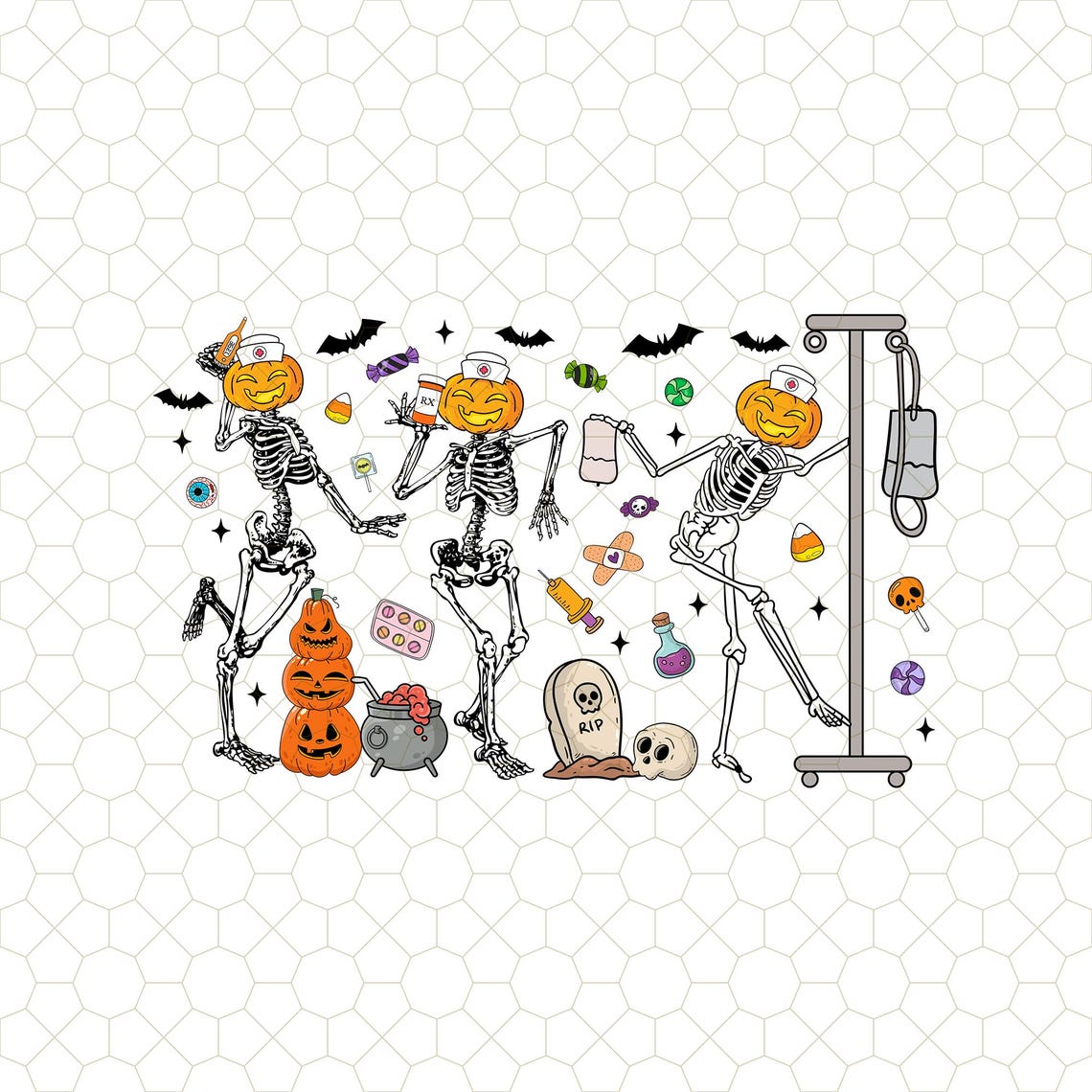 Skeleton Nurse Halloween Png, Nurse Skeleton Dancing Halloween Png ...
