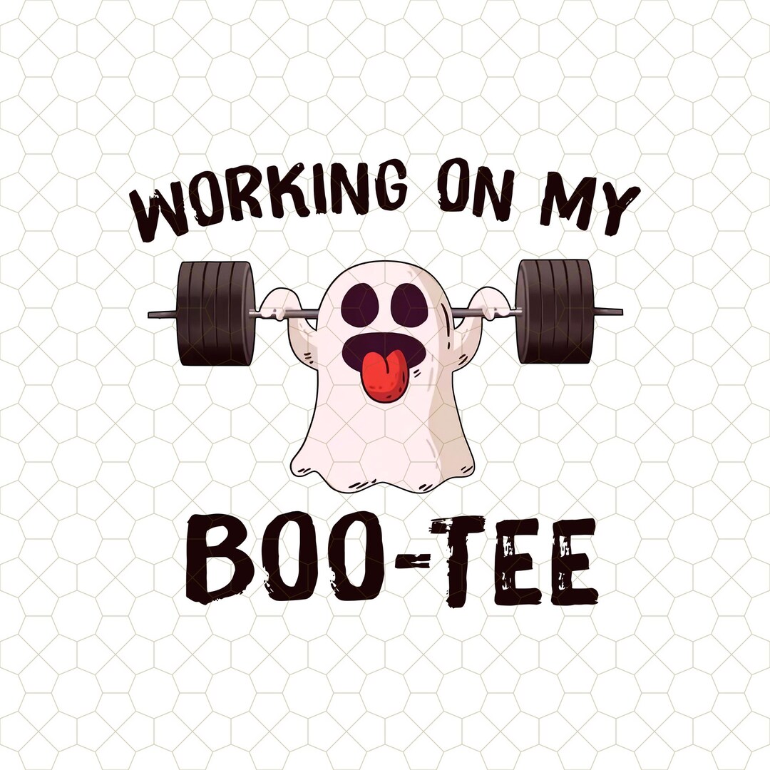 Working on My Boo-tee Halloween Png, Cute Ghost Gym Fitness Workout Png ...