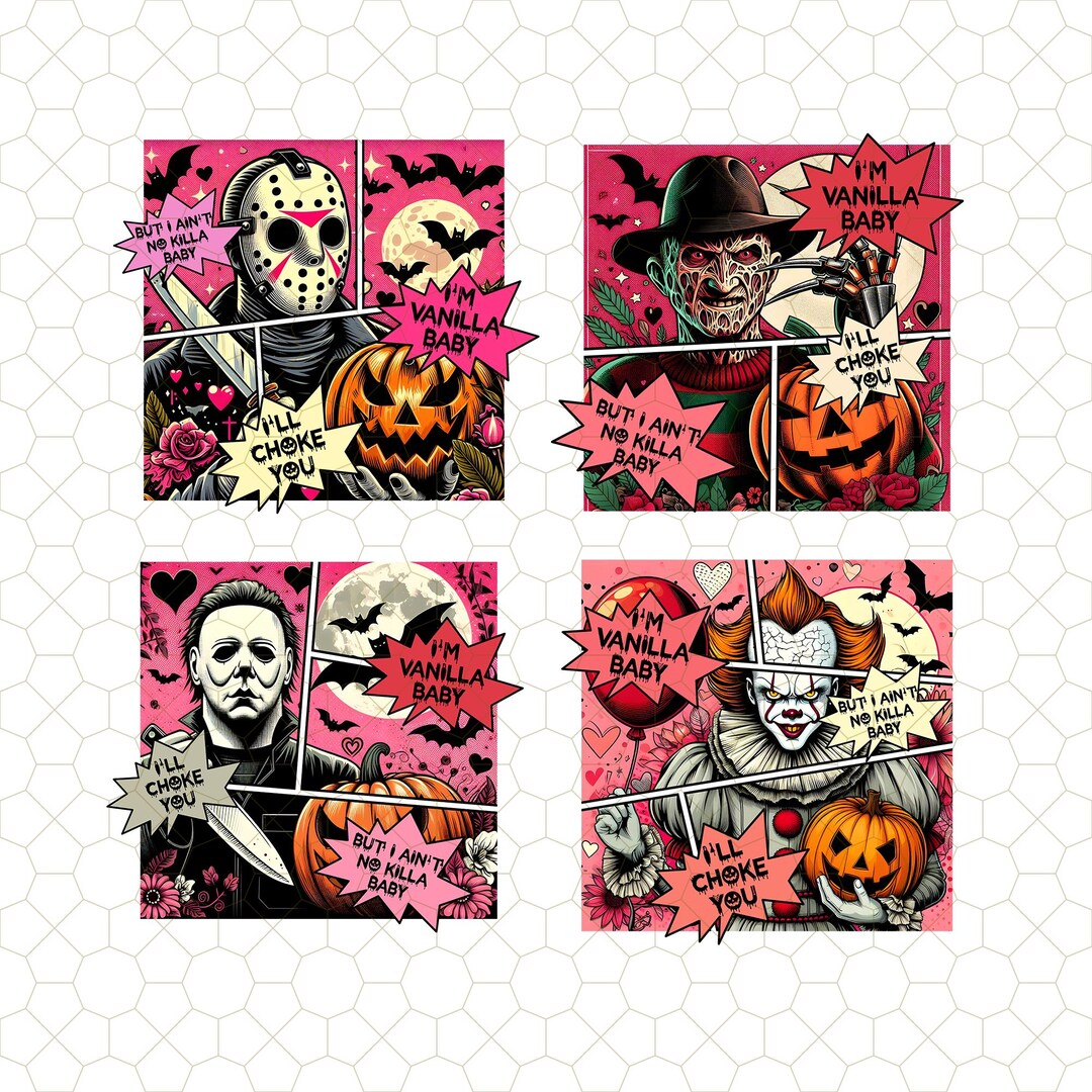 Horror Characters Halloween Bundle Png, I'll Choke You Halloween Png ...