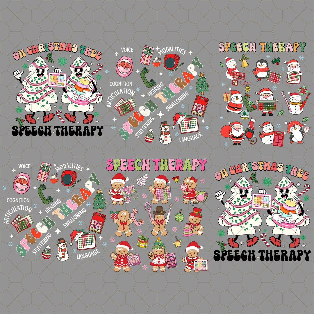 Speech Therapy Christmas Bundle Png, Speech Therapy Christmas Png, SLP ...