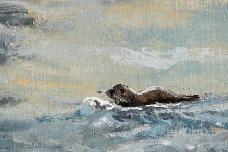 Original Selkie Oil Painting: Scottish Seascape, Mythical Creature Art ...