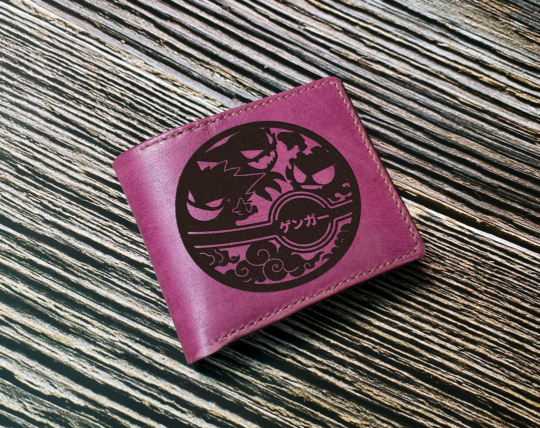 Gengar Pokemon Leather Wallet, Customized Leather Gift for Men, Gengar ...