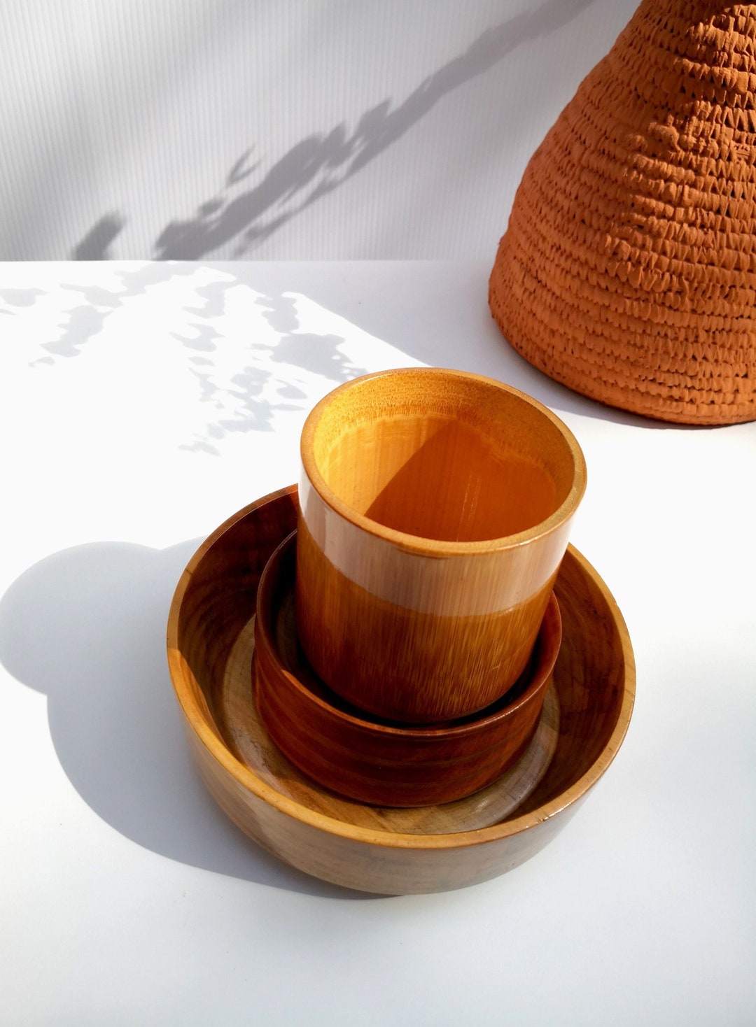 Set of Three Wooden Dishes Carved Wood Vintage Turned Wood - Etsy