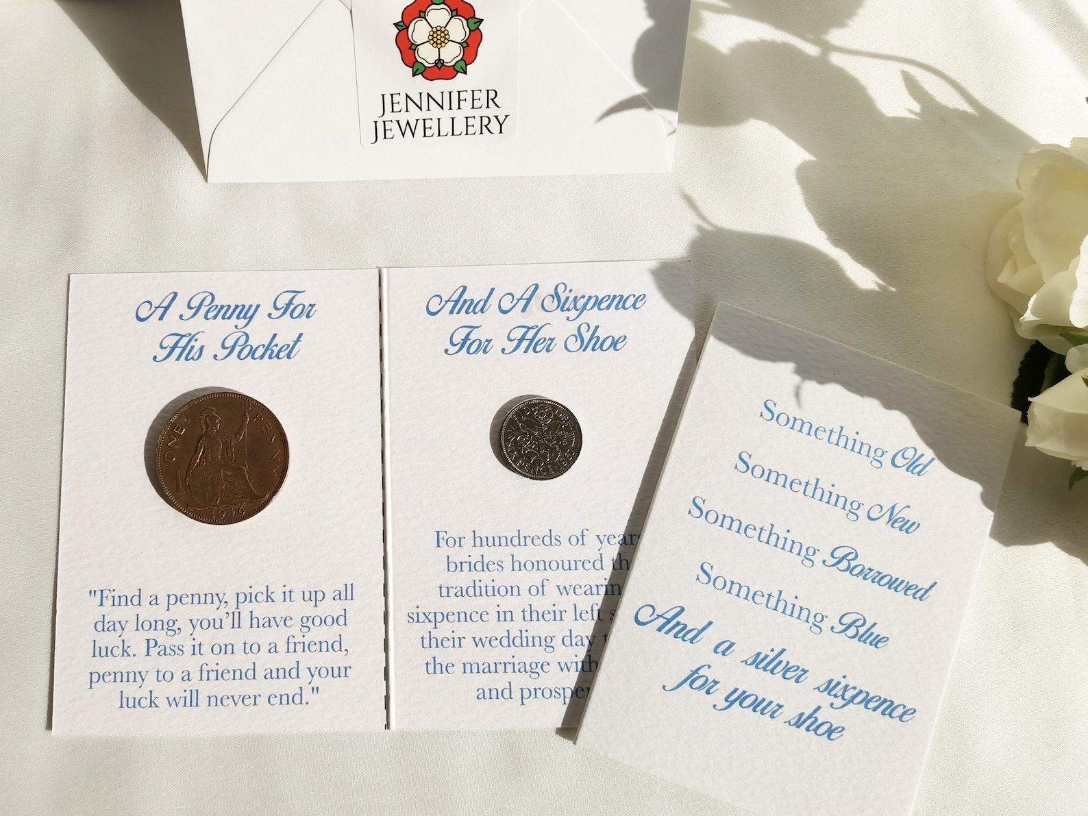 Bride Wedding Coins on Card English Lucky Bride and Groom, Penny for ...