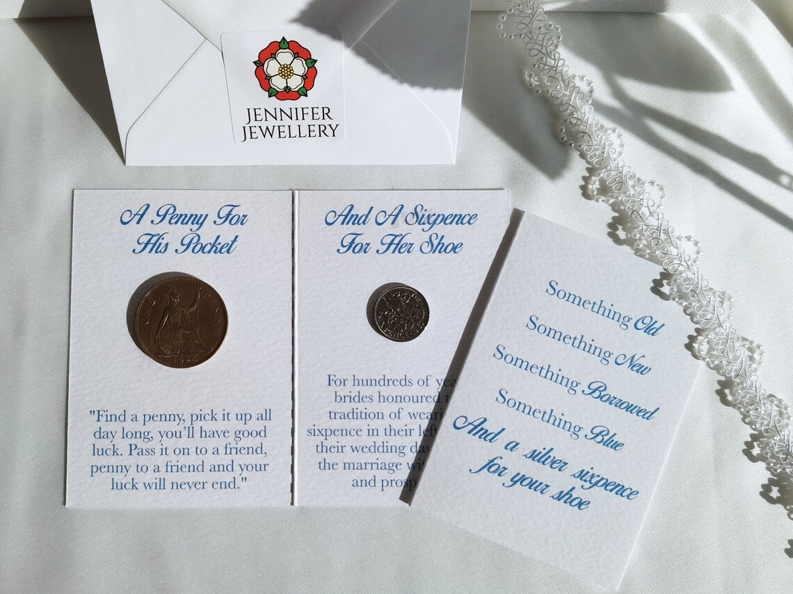 Bride Wedding Coins on Card English Lucky Bride and Groom - Etsy
