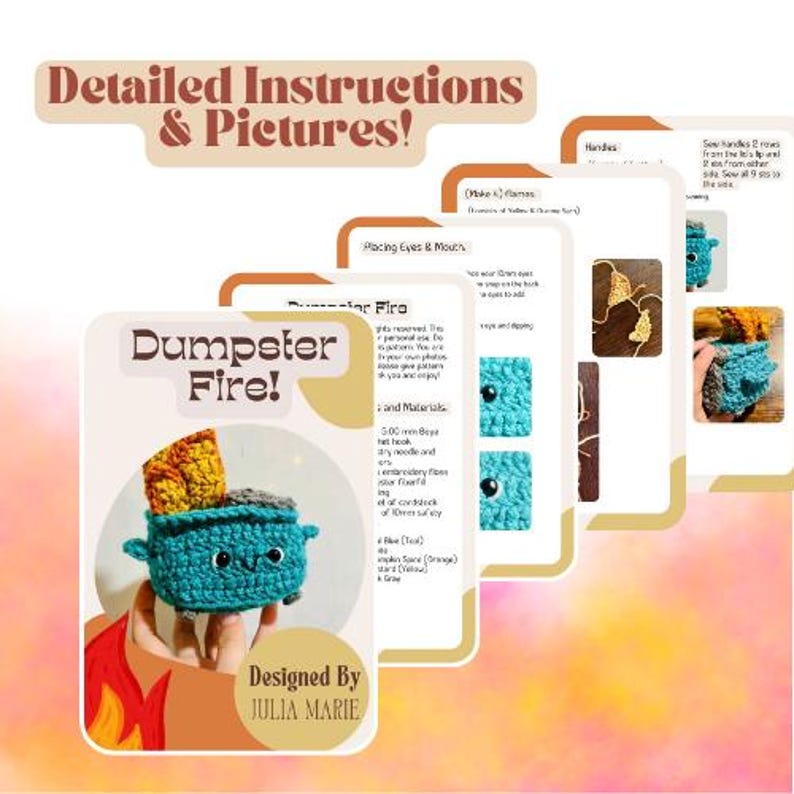 Dumpster Fire Crochet Pattern / Emotional Support Dumpster Fire / PDF ...