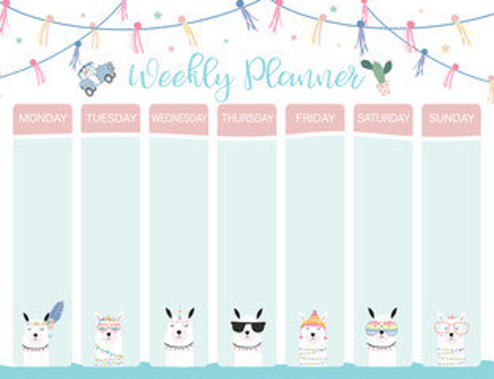 Printable Llama Weekly Planner - Etsy