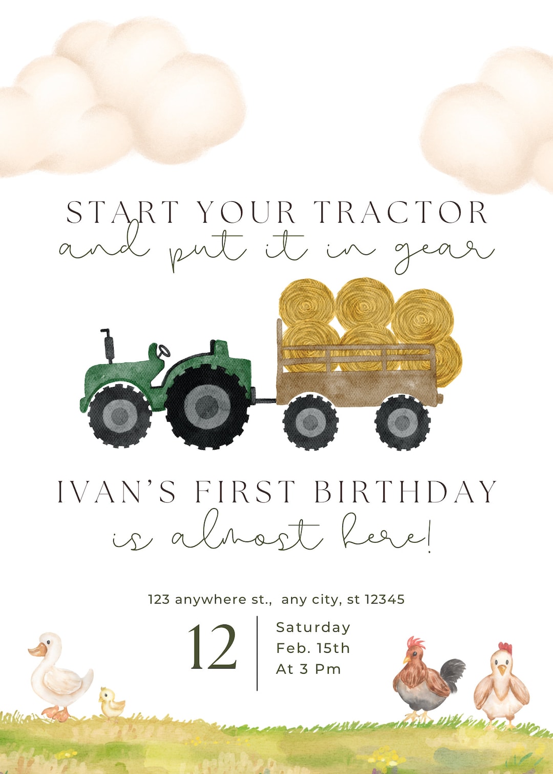Start Your Tractor Birthday Invite! (digital Download) - Etsy