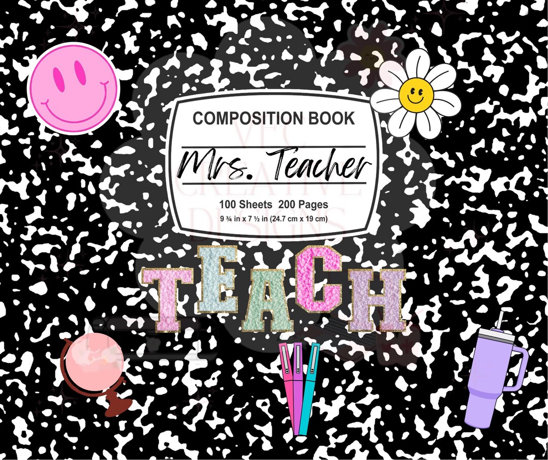 Retro Teacher Composition Notebook Mousepad: Glittery Design (PNG ...