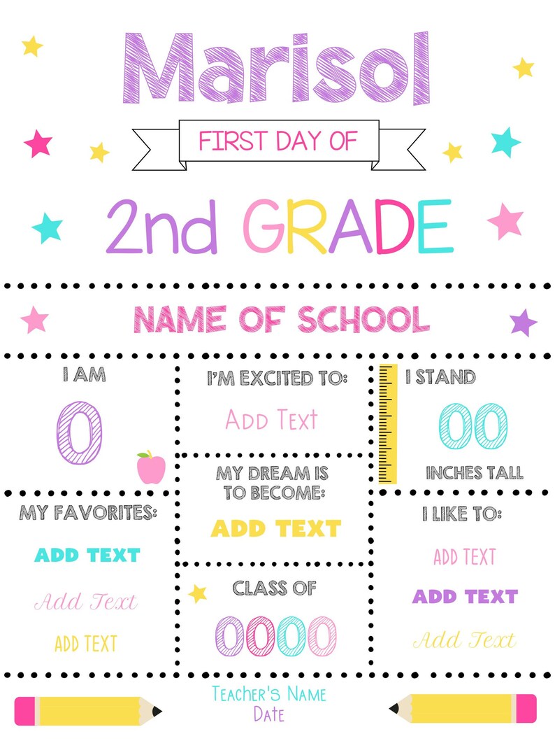 Colorful School Sign for Girls - Etsy