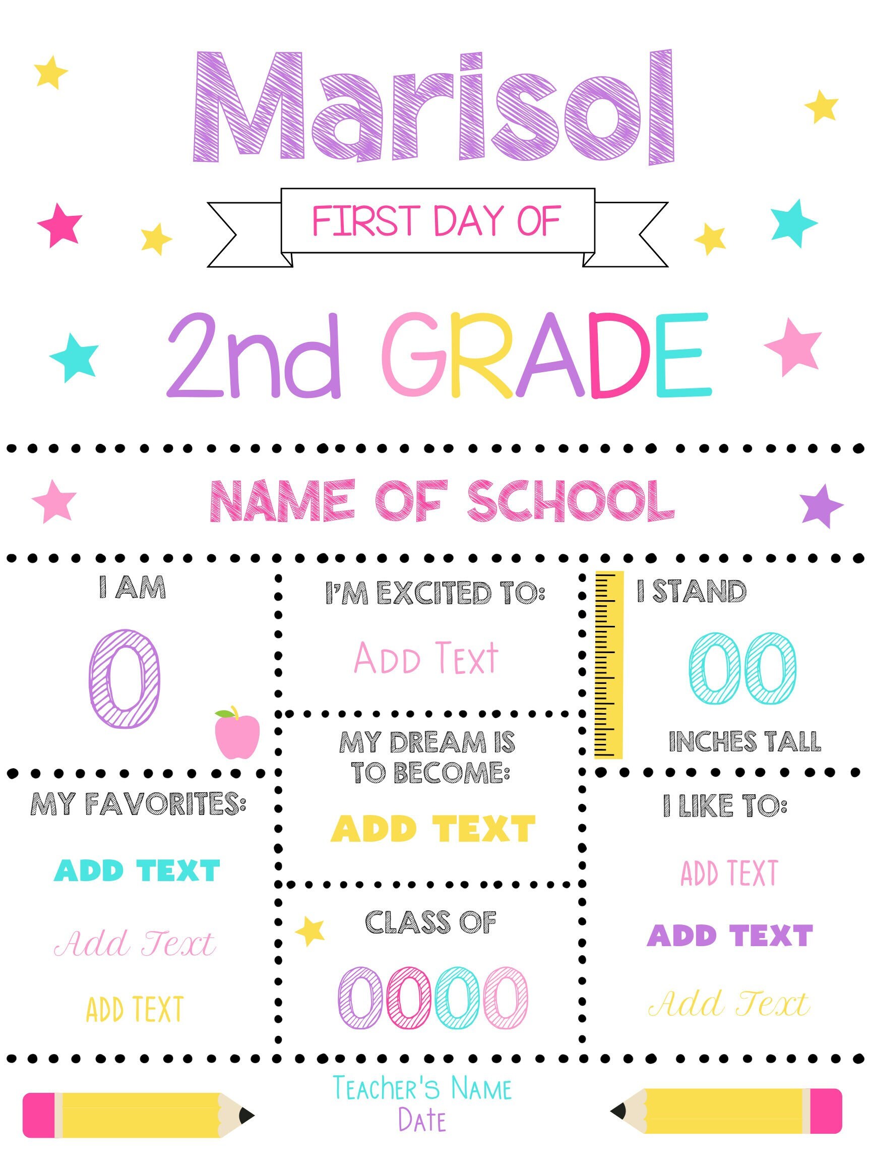 Colorful School Sign for Girls - Etsy