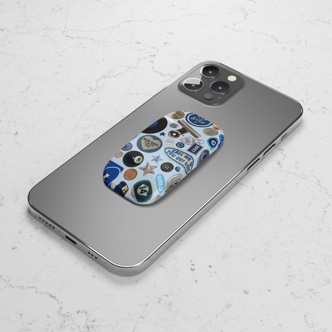 Retro Blue Items Collage Aesthetic Phone Click-on Grip - Etsy